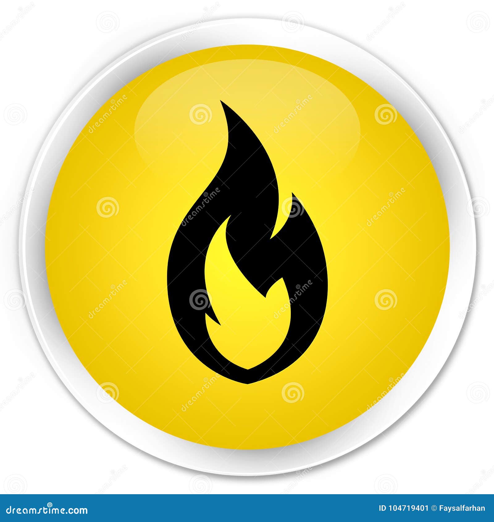 Fire Flame Icon Premium Yellow Round Button Stock Illustration ...
