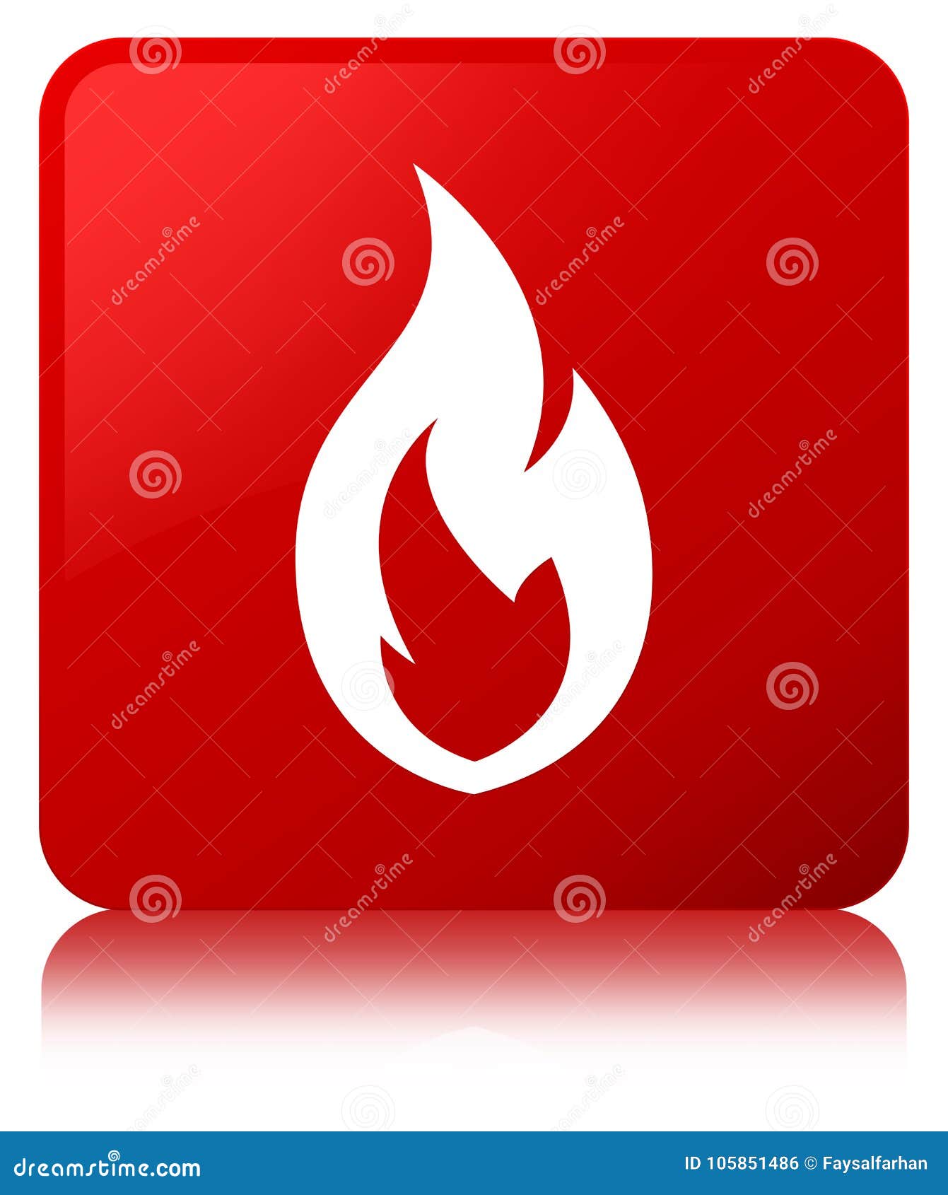 Fire Flame Icon Red Square Button Stock Illustration - Illustration of ...