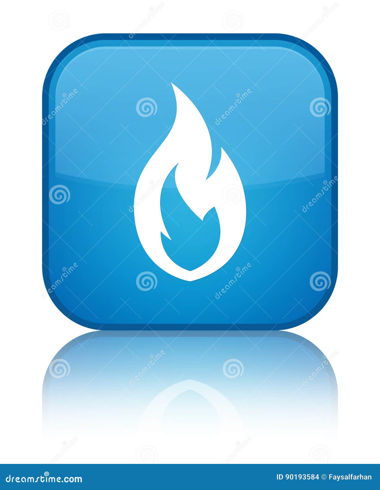 Fire Flame Icon Special Cyan Blue Square Button Stock Illustration ...