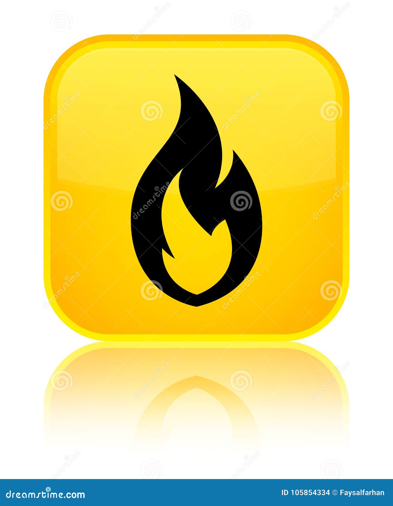 Fire Flame Icon Special Yellow Square Button Stock Illustration ...