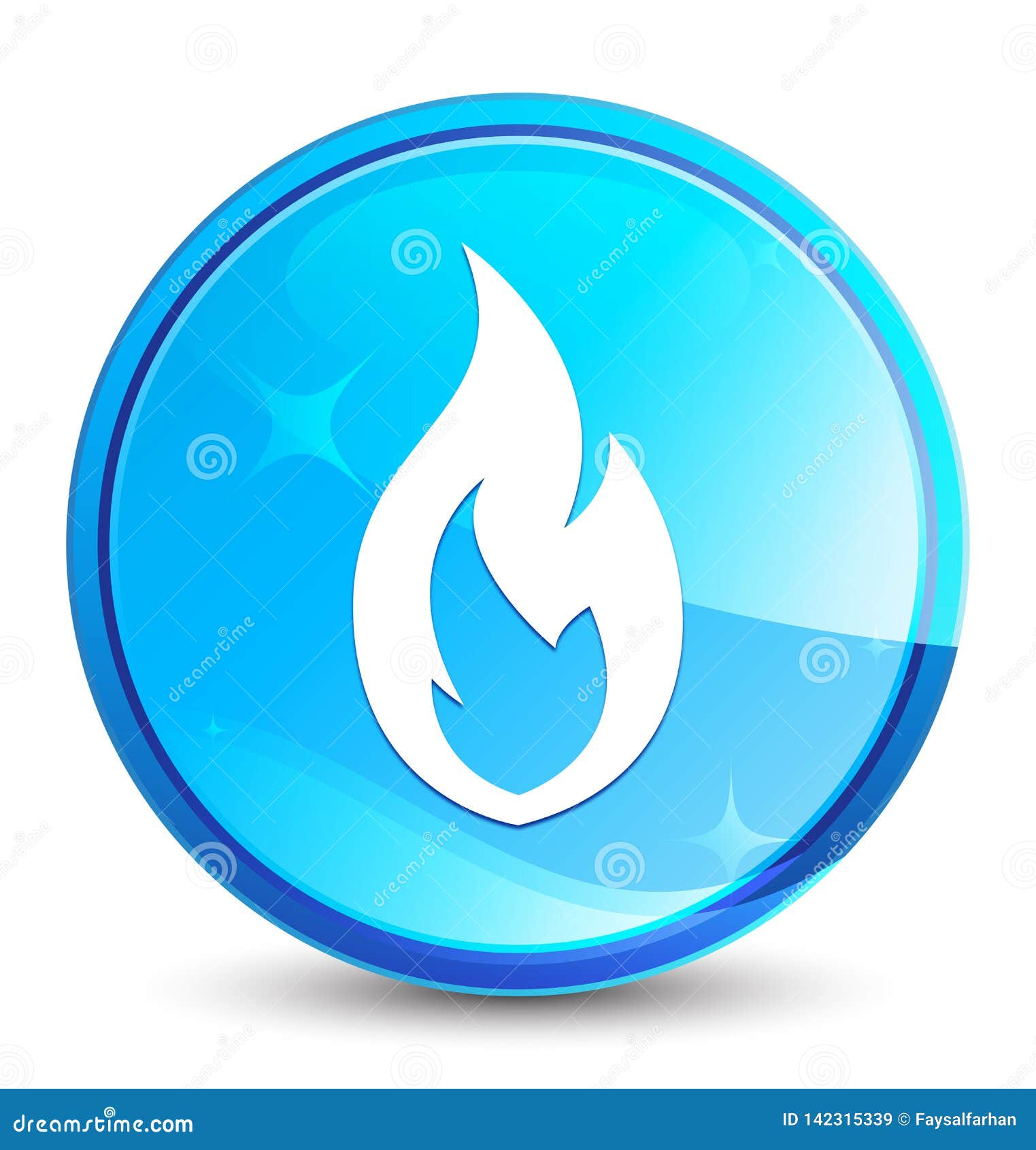 Fire Flame Icon Splash Natural Blue Round Button Stock Vector ...