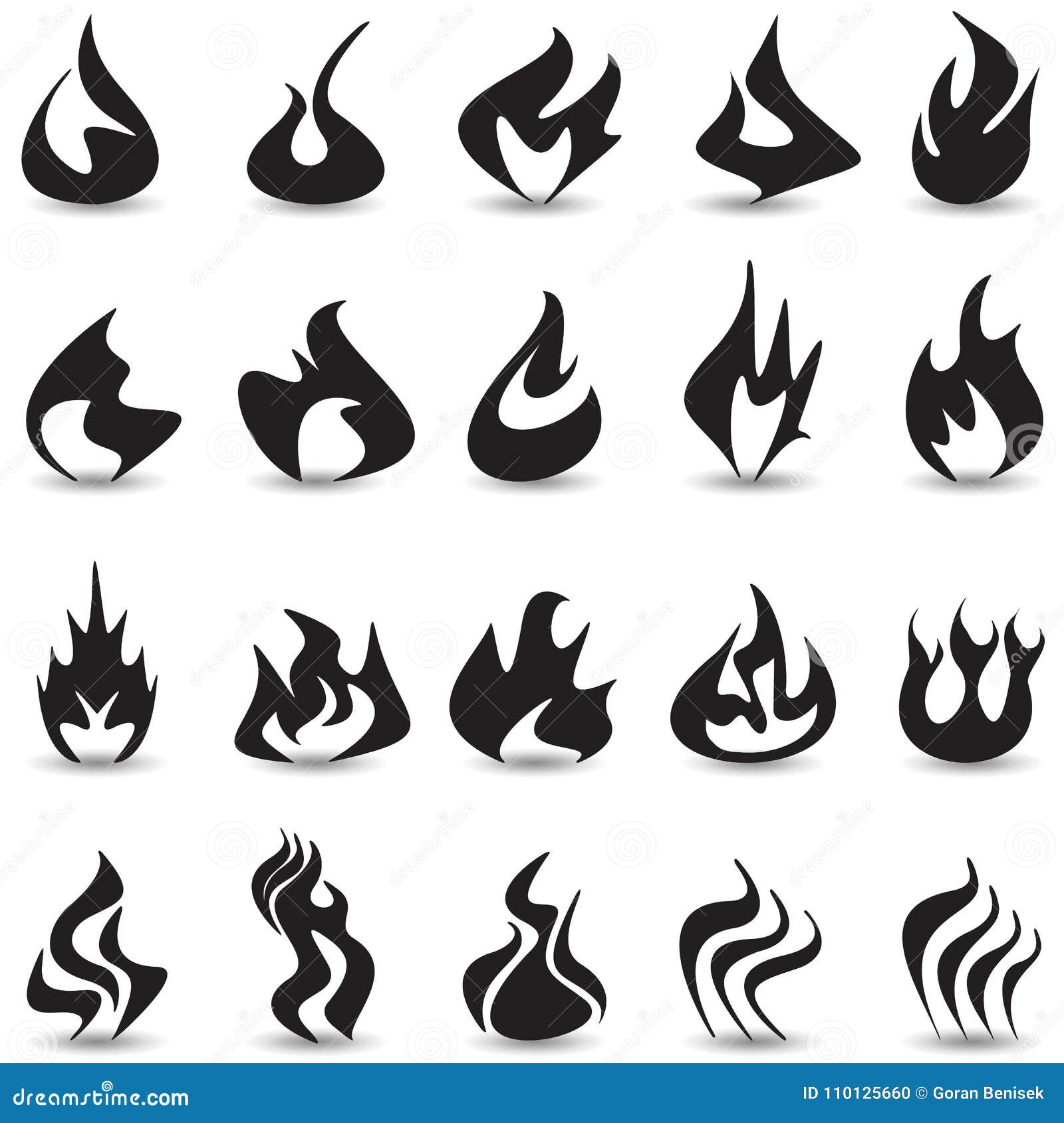 Flame Icons Set Various Colors Representing Fire, Heat, Energy, Icon ...