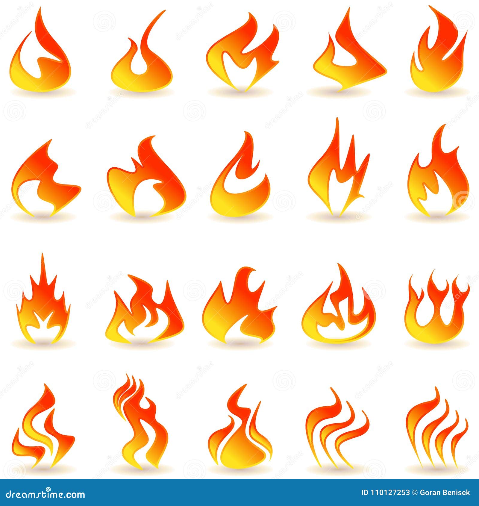 Fire flame icons set. stock vector. Illustration of flammable - 110127253