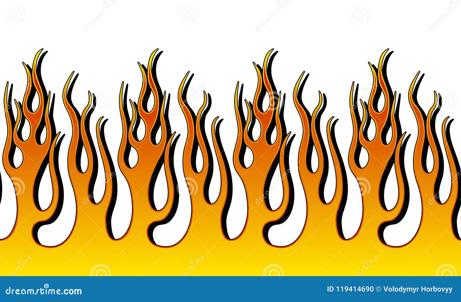 Horizontal Fire Flame For Light Background Vector Illustration ...