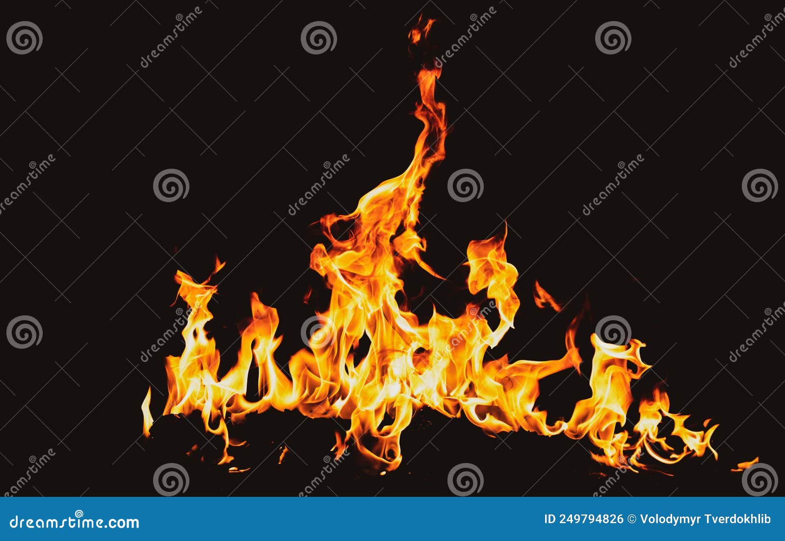 Fire Flame Isolate on Black Background. Burn Flames, Abstract Texture ...
