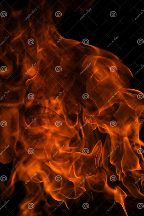 Fire Flame Isolate on Black Background. Burn Flames, Abstract Texture ...