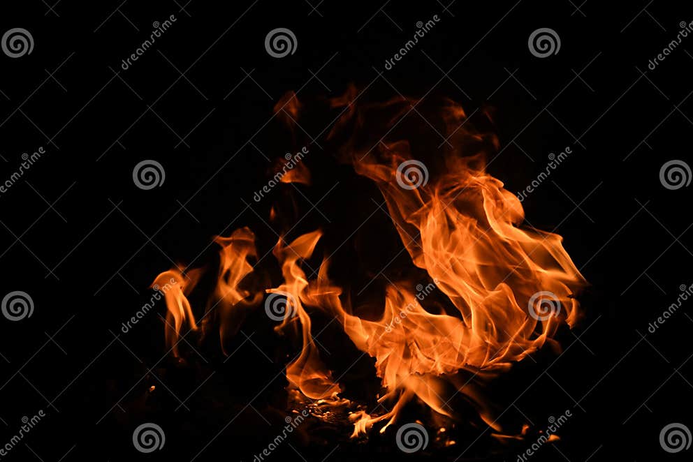 Fire Flame Isolate on Black Background. Burn Flames, Abstract Texture ...