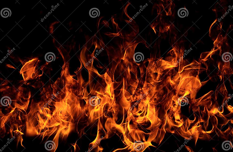 Fire Flame Isolate on Black Background. Burn Flames, Abstract Texture ...