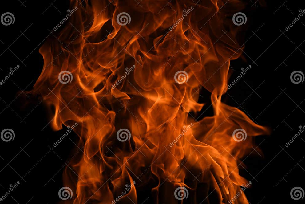 Fire Flame Isolate on Black Background. Burn Flames, Abstract Texture ...