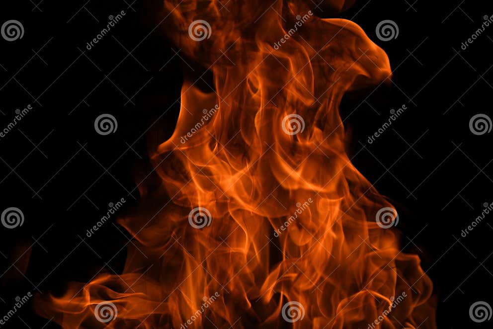 Fire Flame Isolate on Black Background. Burn Flames, Abstract Texture ...