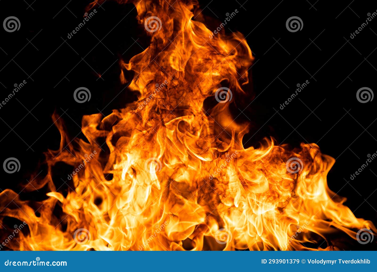 Fire Flame Isolate on Black Background. Burn Flames, Abstract Texture ...