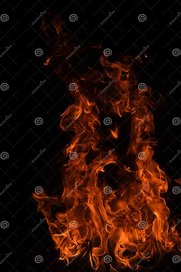 Fire Flame Isolate on Black Background. Burn Flames, Abstract Texture ...