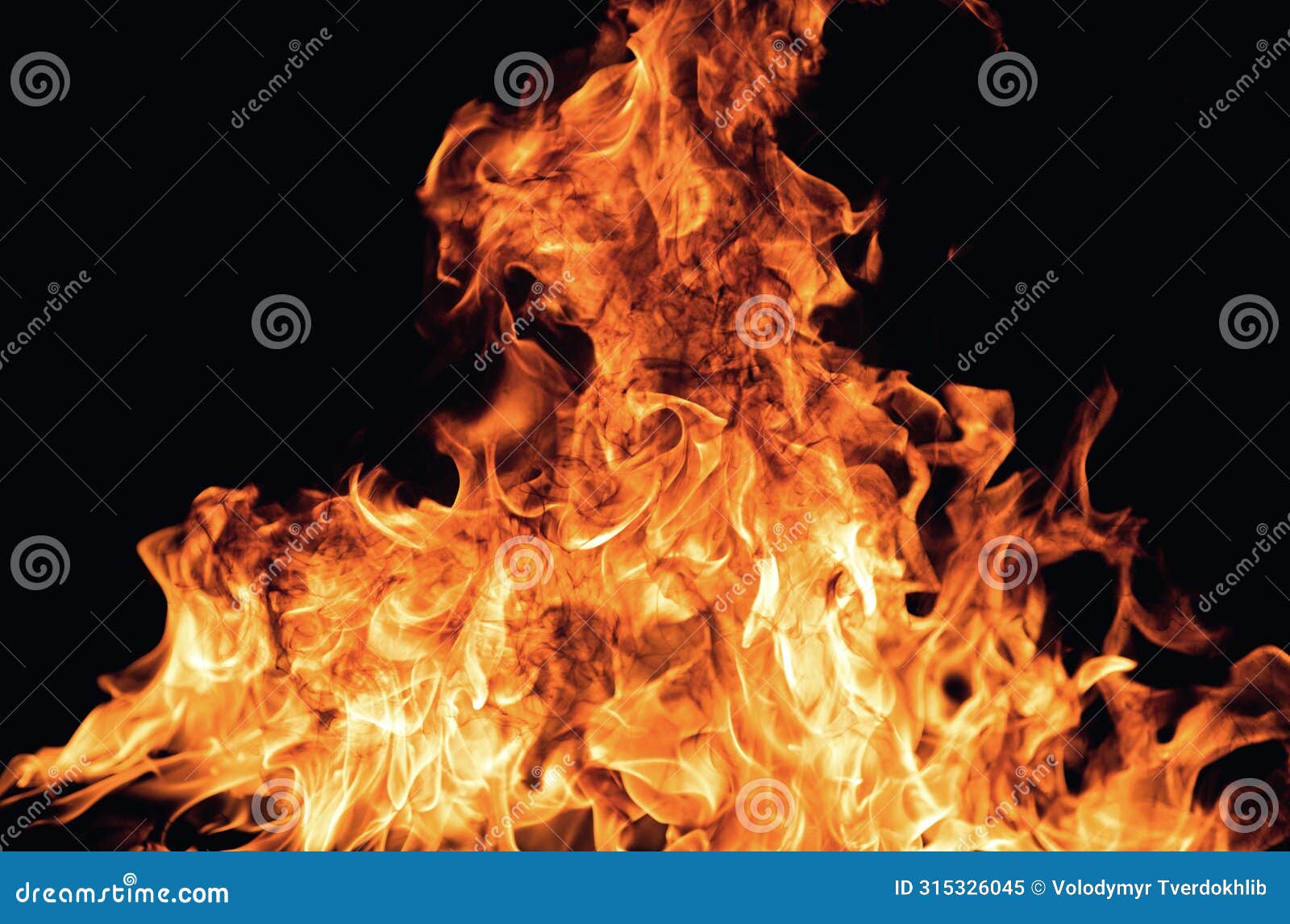 Fire Flame Isolate on Black Background. Burn Flames, Abstract Texture ...