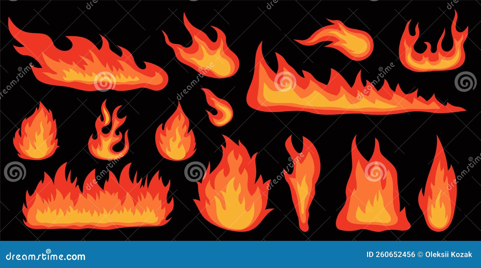 Fire Flame. Isolated Bright Red and Orange Flame. Colorful Patterns ...