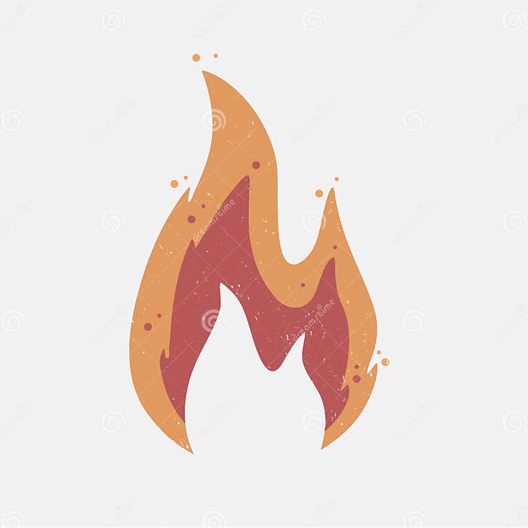 Fire Flame with Grunge Texture. Vector Illustration. Stock Vector ...