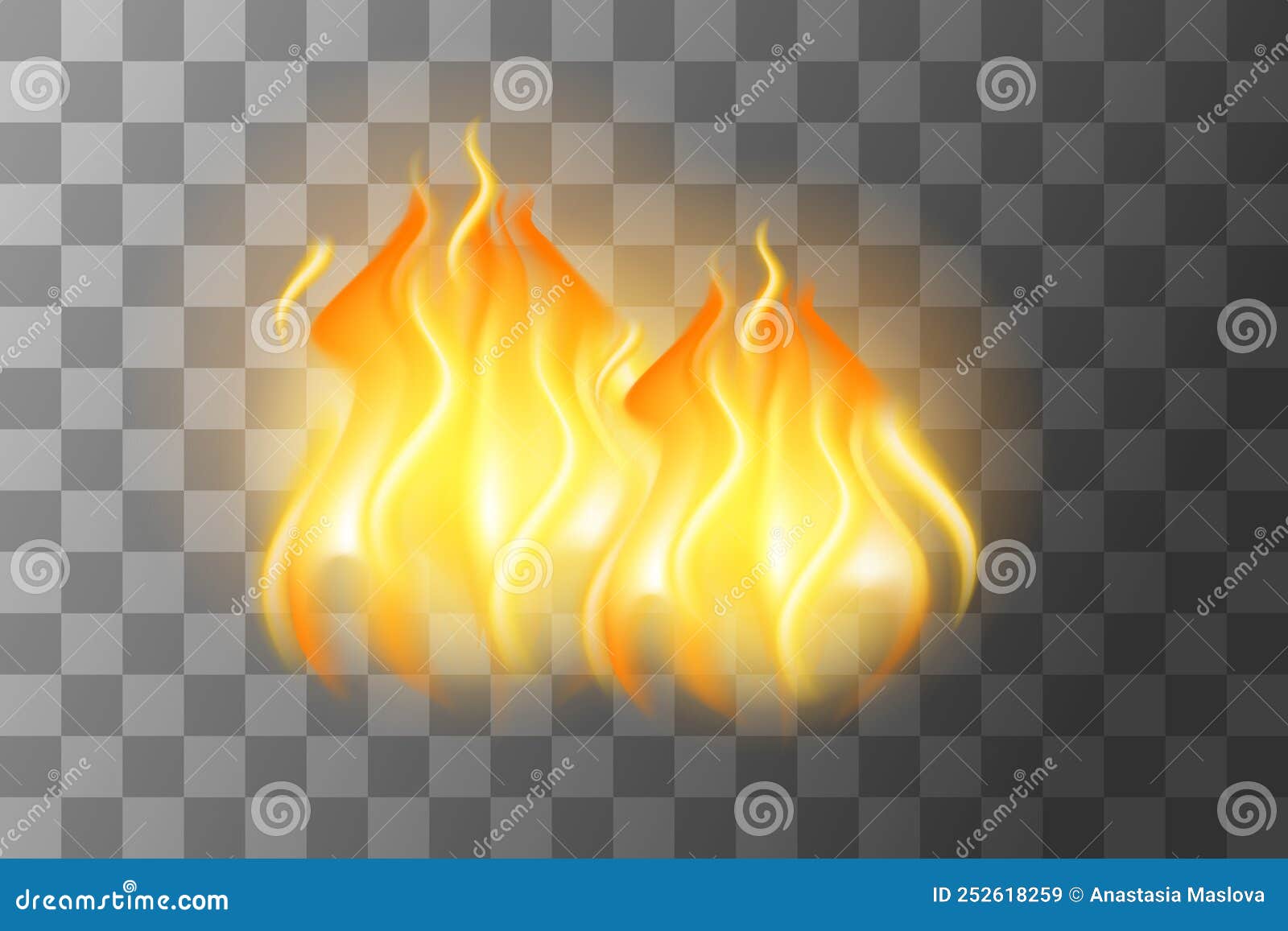 Fire Flame Light Effect Vector Illustration Isolated on Transparent ...