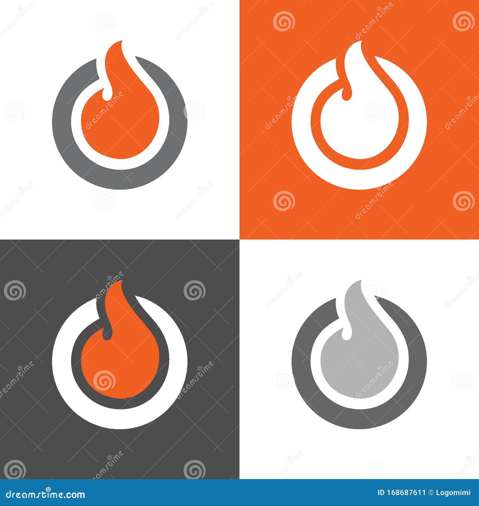 Fire Flame Logo Emblem, Burn Circle Icon Design - Vector Stock Vector ...