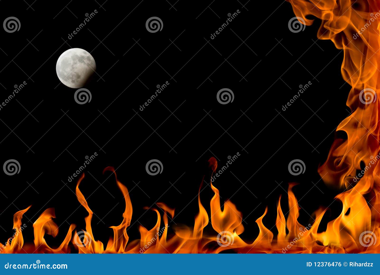 Fire Flame and Lunar Eclipse Stock Illustration - Illustration of black ...
