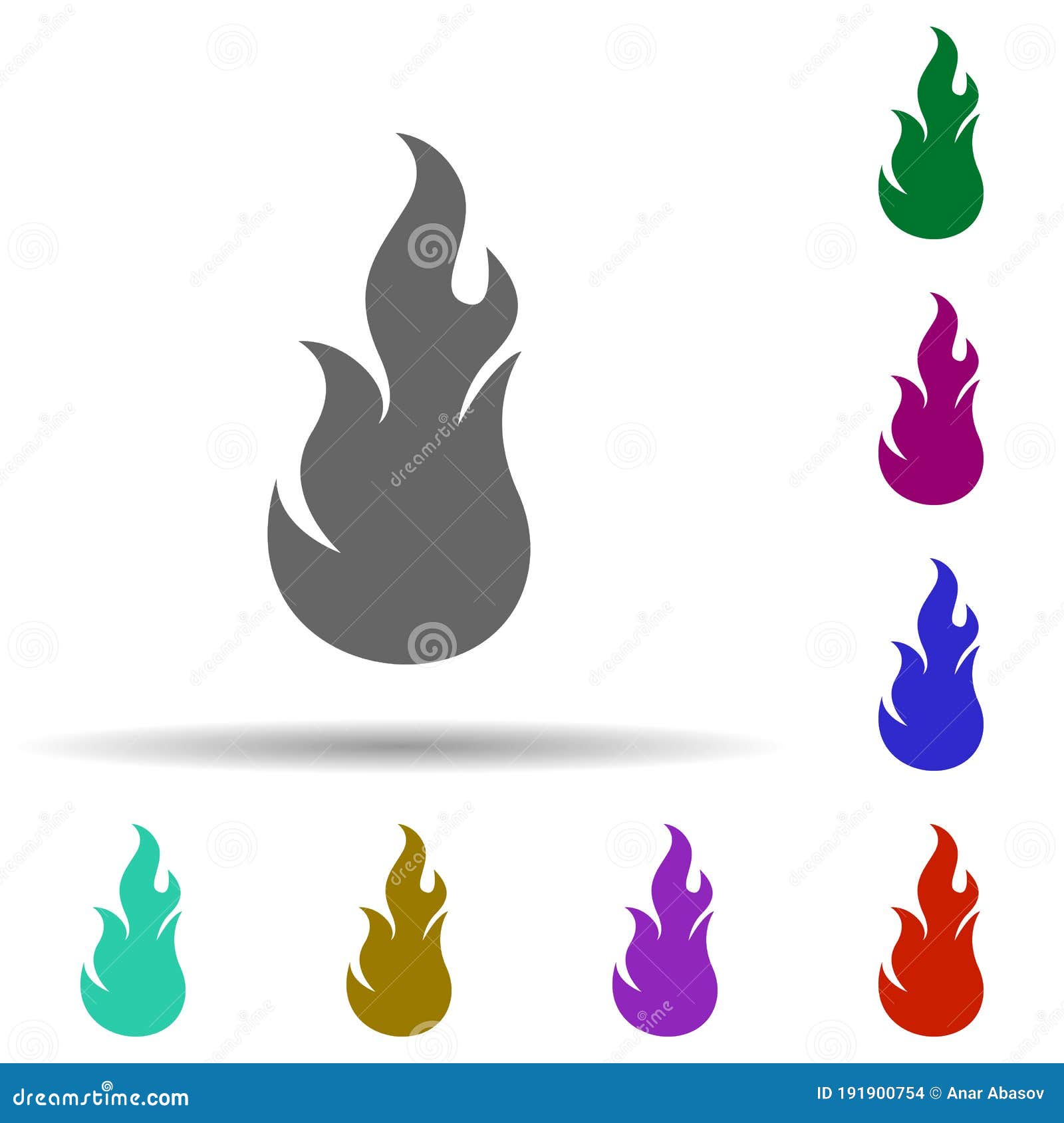 Fire, Flame in Multi Color Style Icon. Simple Glyph, Flat Vector of ...