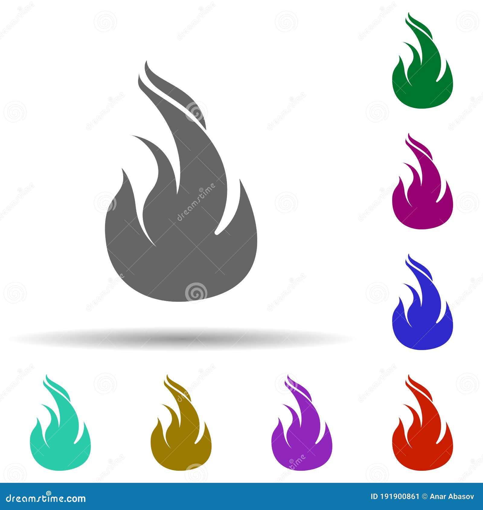 Fire, Flame in Multi Color Style Icon. Simple Glyph, Flat Vector of ...