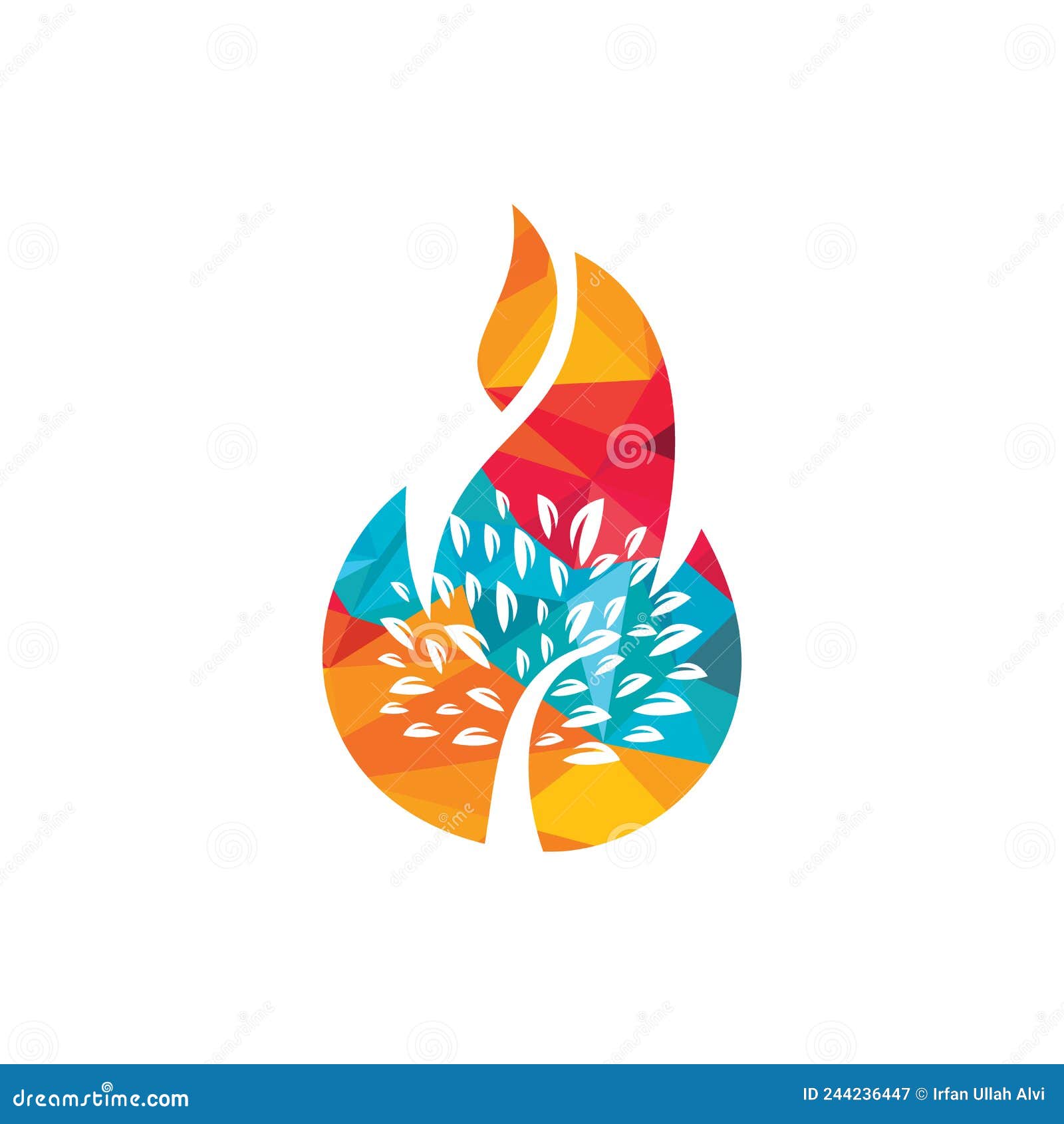 Fire Tree Vector Logo Design Template. Flame Nature Icon Logo Concept ...