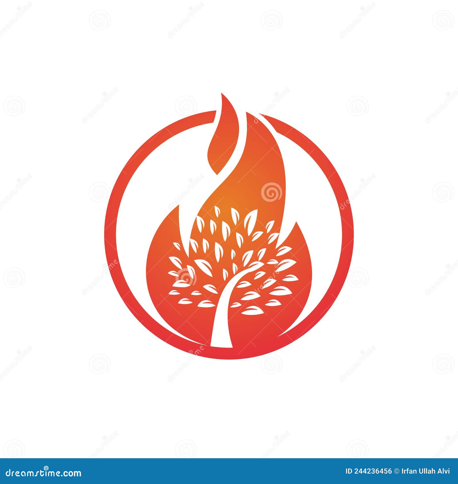 Fire Tree Vector Logo Design Template. Flame Nature Icon Logo Concept ...