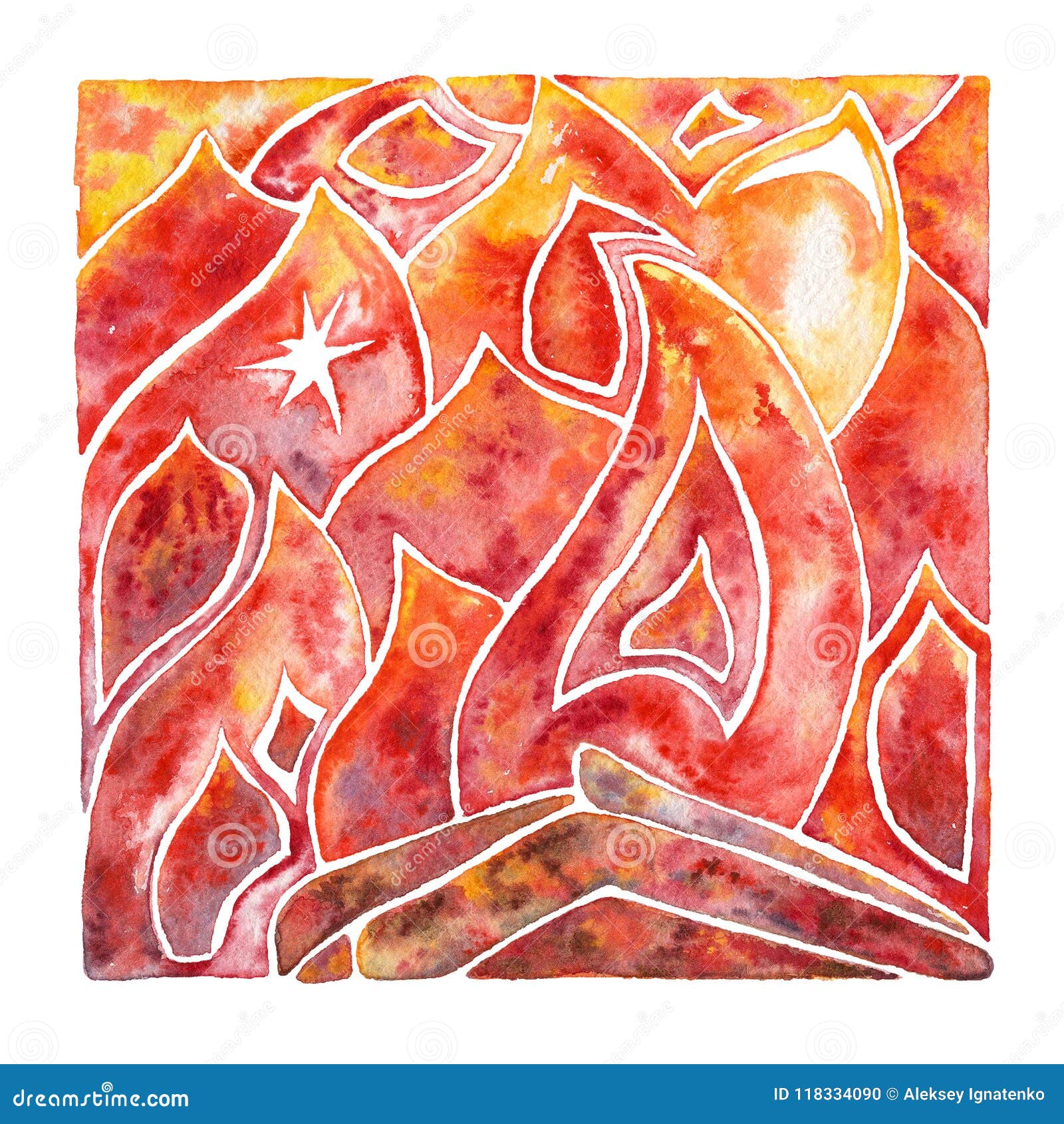 Fire. Flame. Natural Watercolor Element. Stock Illustration ...