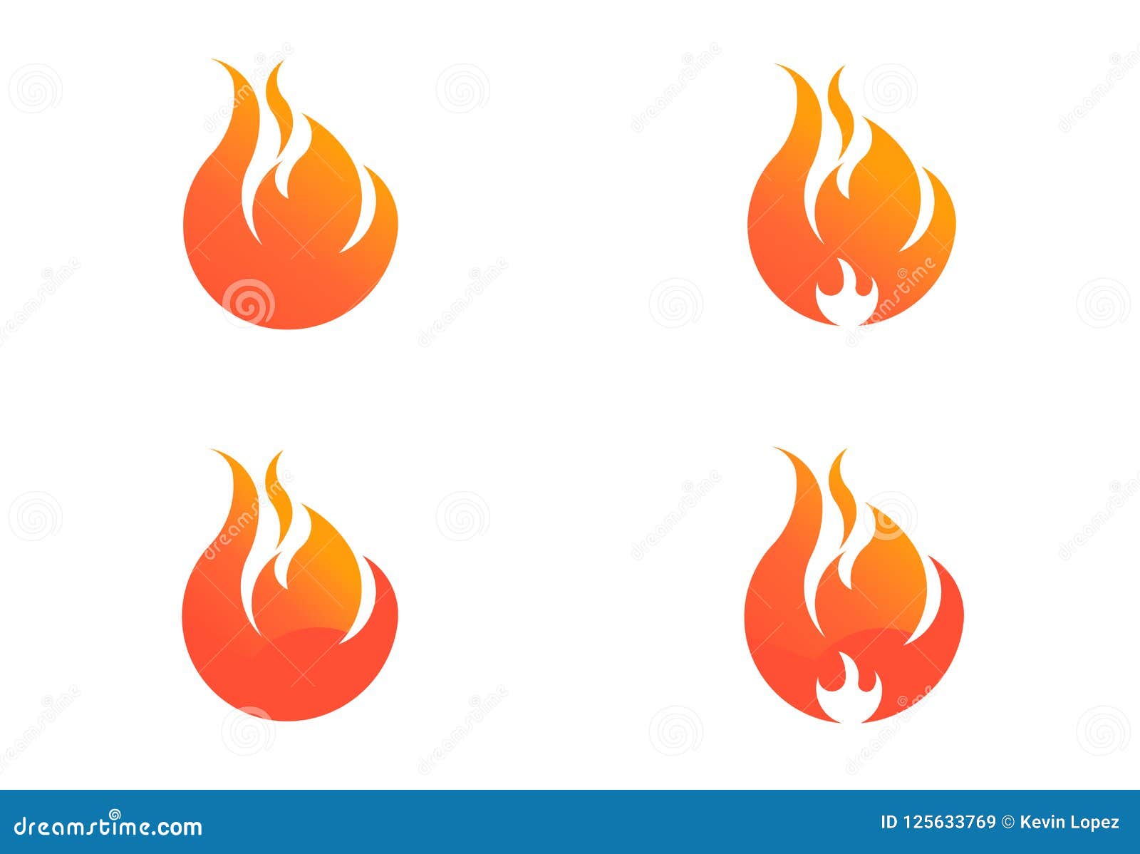 Fire Flame with Negative Space Set. Vector Logo Symbol Stock Vector ...
