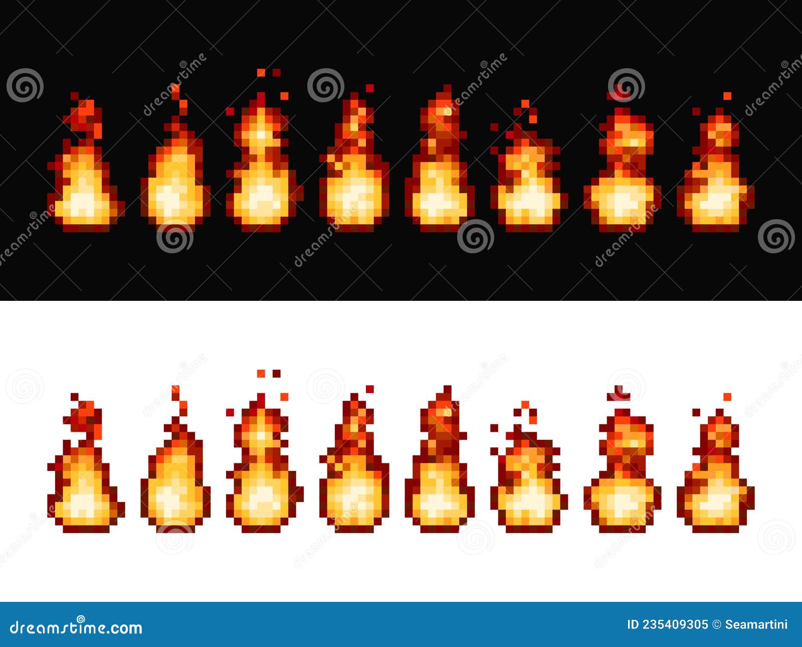 Fire Flame Pixel Art Animation Sprite Frames, 8bit Stock Vector ...