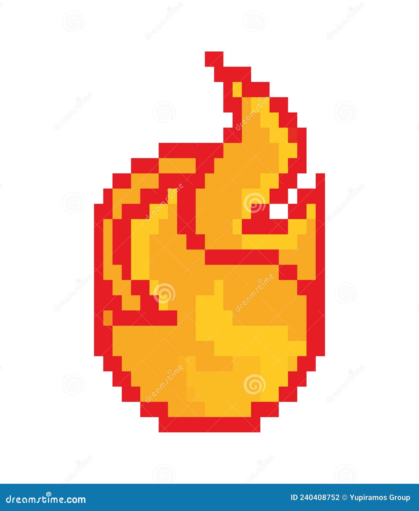 Fire flame pixel icon stock vector. Illustration of yellow - 240408752