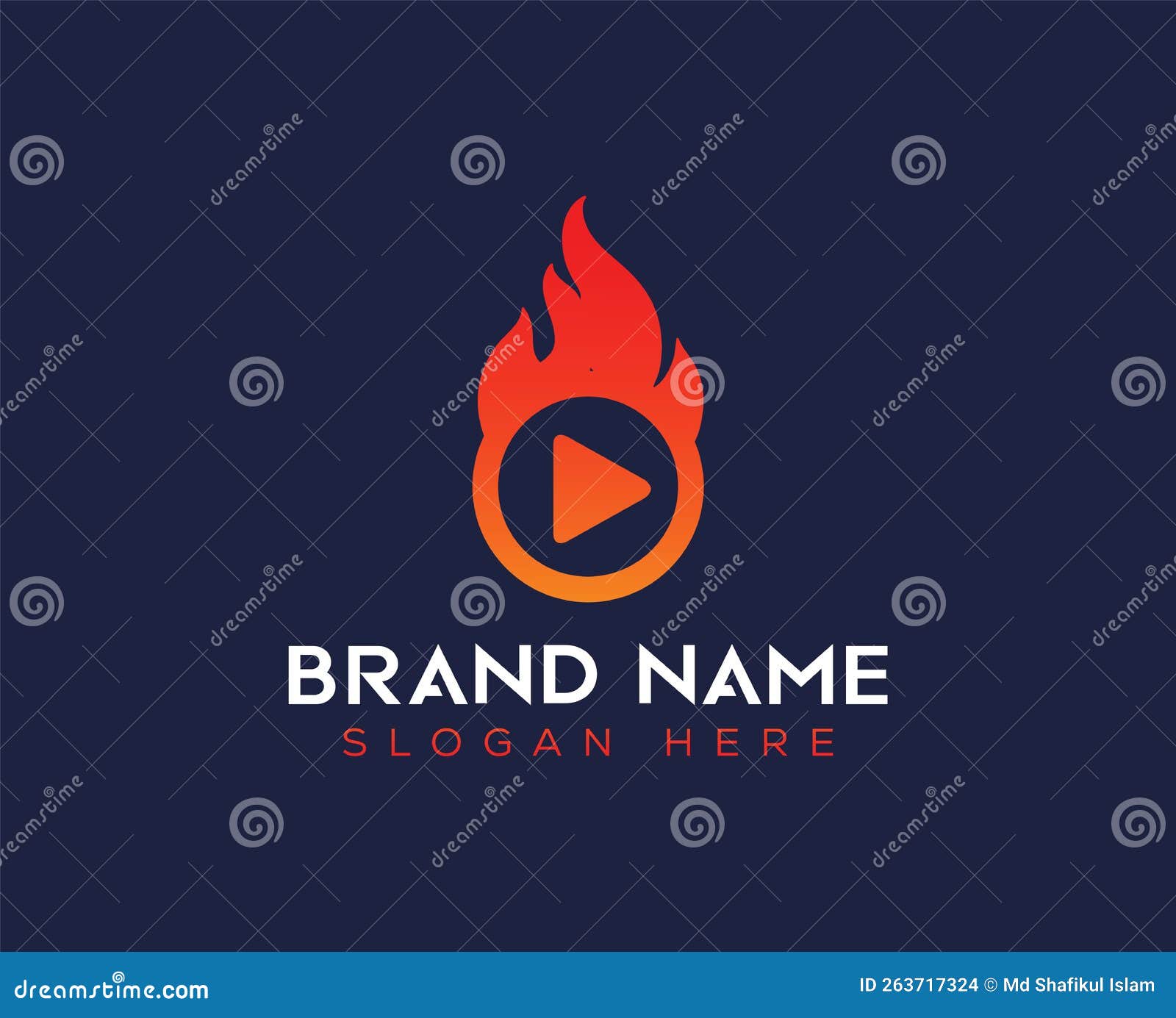 Fire Flame Play Media Logo Icon Vector Template Stock Illustration ...