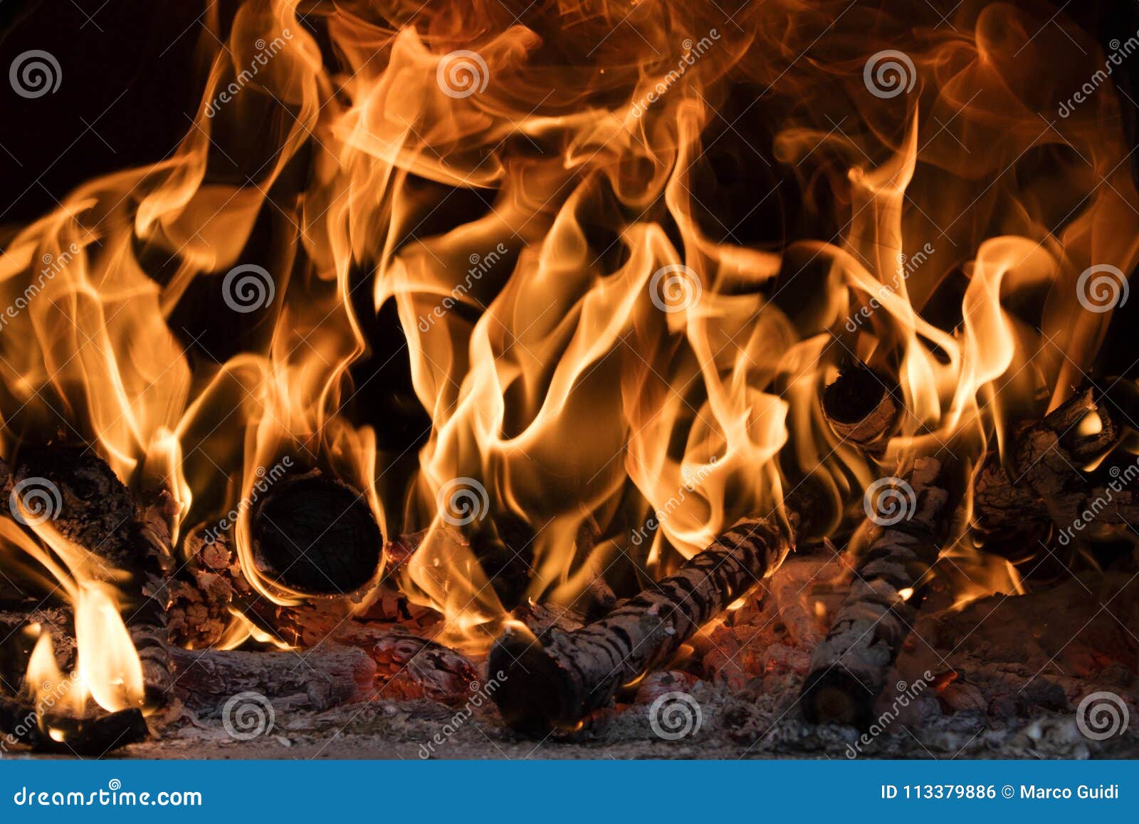Fire and flames of wood stock photo. Image of heat, pizza - 113379886