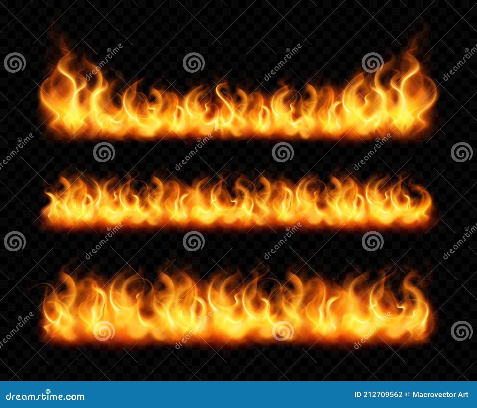 Fire Flame Realistic Borders Stock Vector - Illustration of glow ...