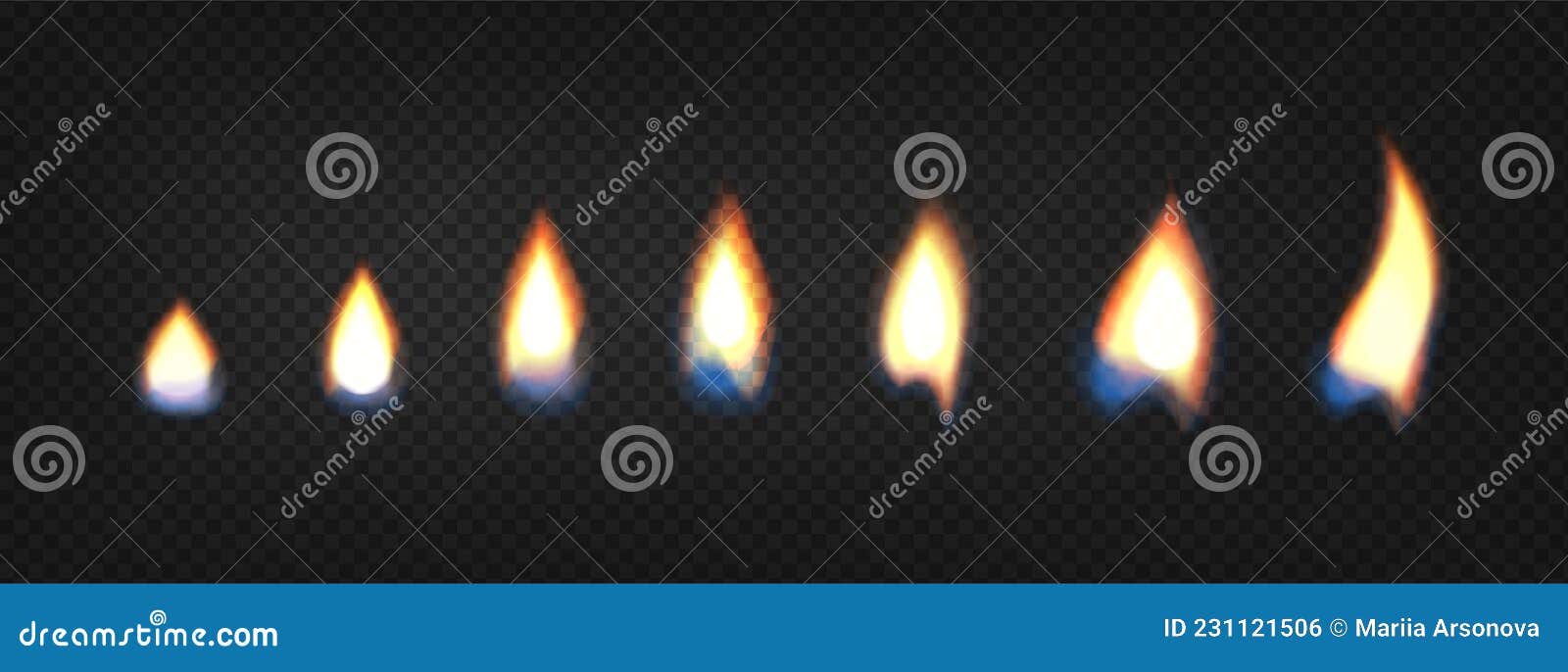 Fire Flame Realistic Set. Flare Bonfire, Bright Fiery Elements Stock ...