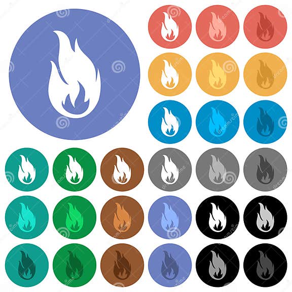 Fire Flame Round Flat Multi Colored Icons Stock Vector - Illustration of glow, flame: 321705122