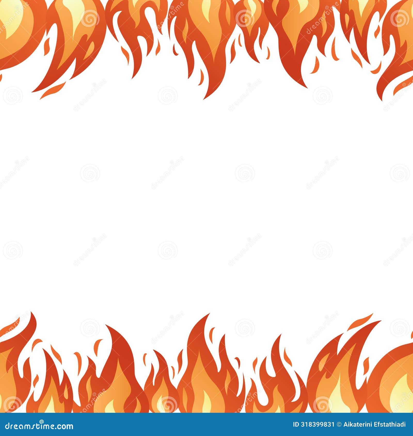 Fire Flame Seamless Double Sided Border. Seamless Fire Border Isolated ...