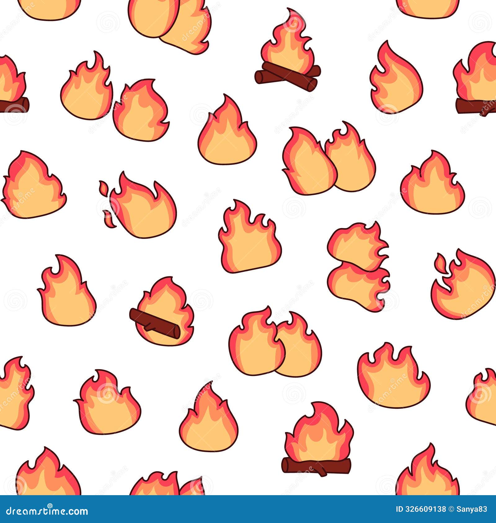 Fire Flame. Seamless Pattern Stock Illustration - Illustration of heat ...