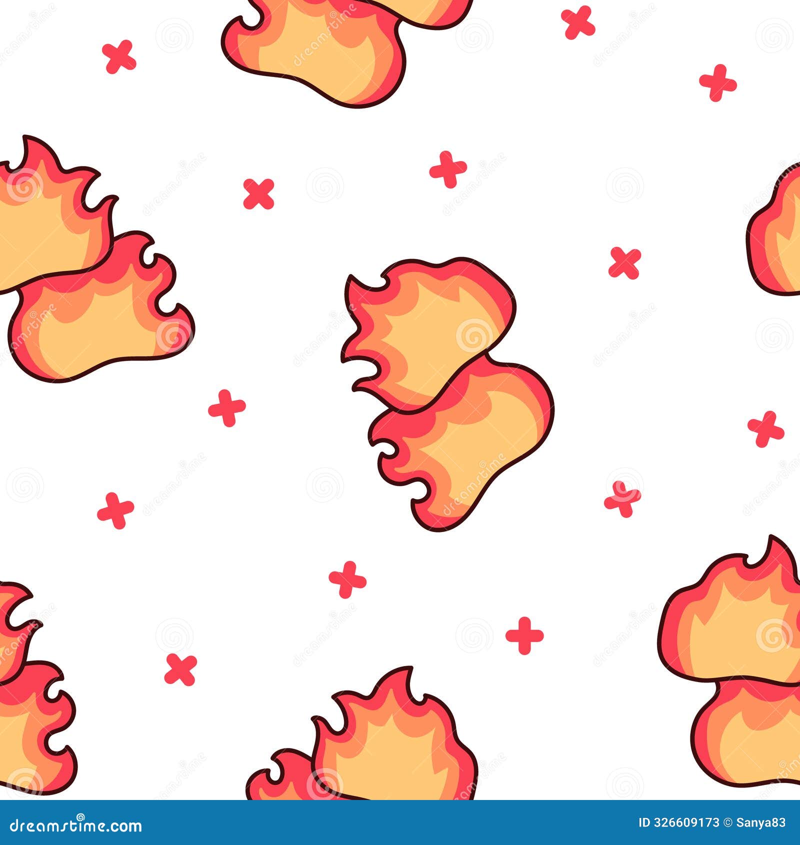 Fire Flame. Seamless Pattern Stock Illustration - Illustration of heat ...