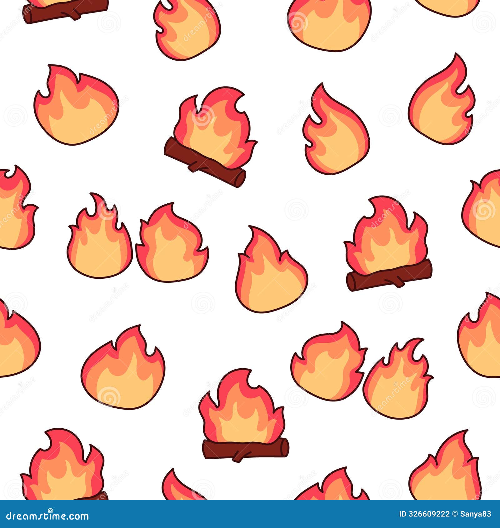 Fire Flame. Seamless Pattern Stock Illustration - Illustration of ...