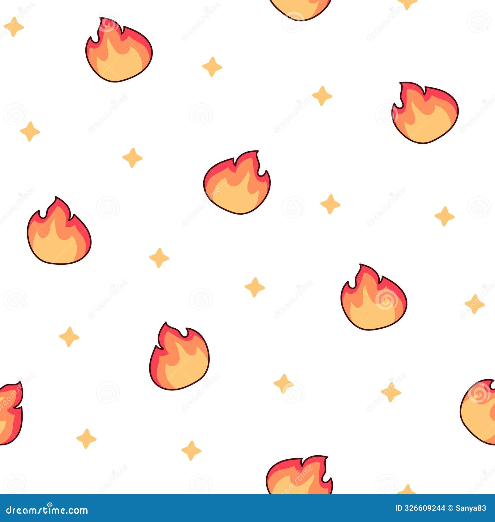 Fire Flame. Seamless Pattern Stock Illustration - Illustration of ...