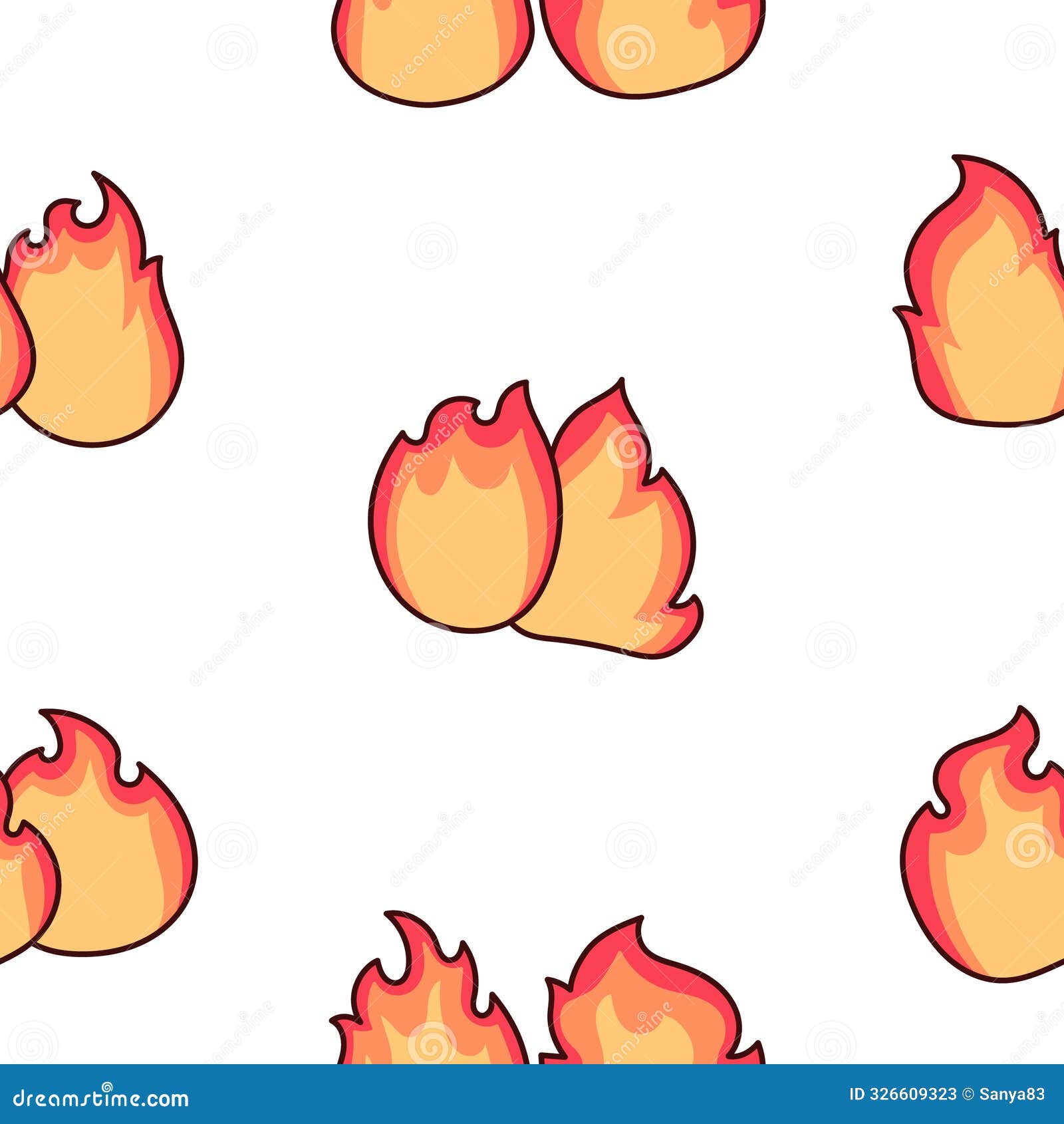 Fire Flame. Seamless Pattern Stock Illustration - Illustration of ...