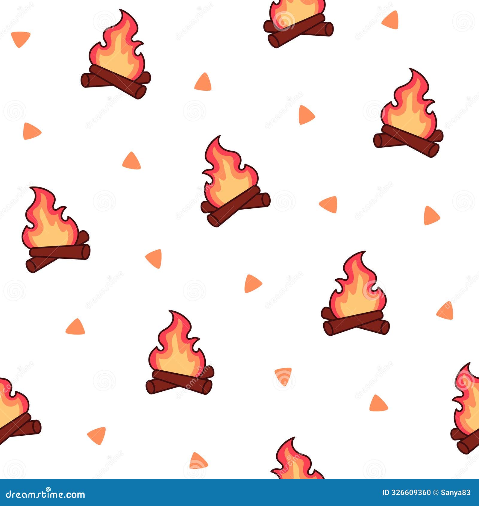 Fire Flame. Seamless Pattern Stock Illustration - Illustration of ...