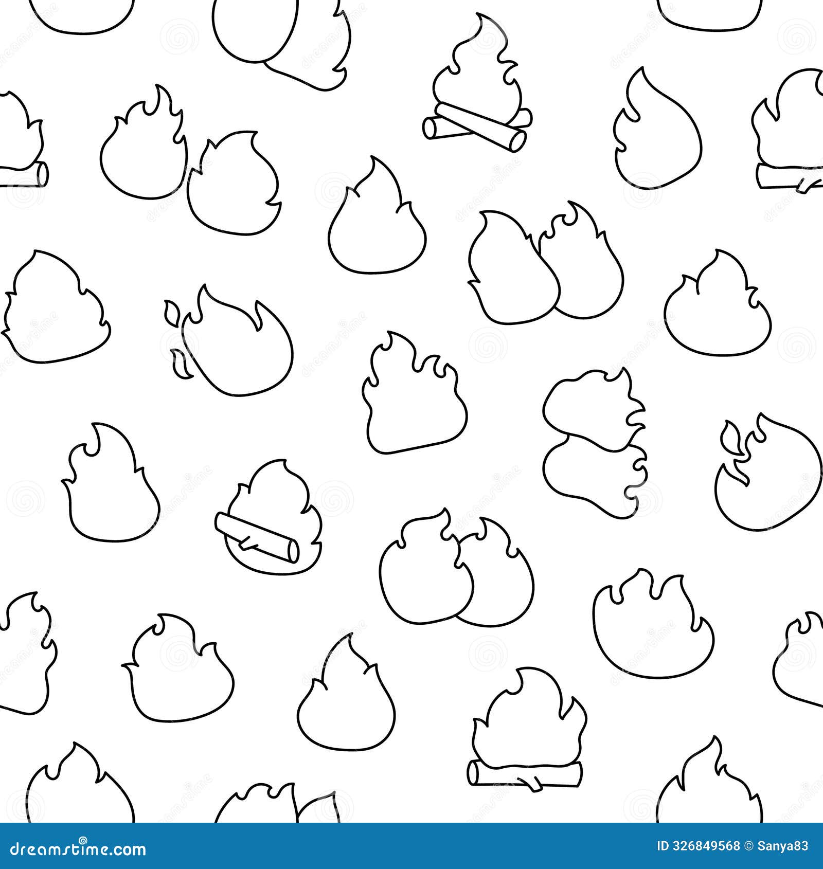 Fire Flame. Seamless Pattern Stock Illustration - Illustration of ...