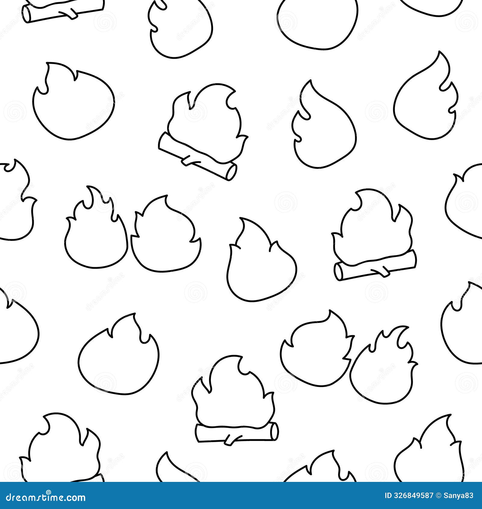 Fire Flame. Seamless Pattern Stock Illustration - Illustration of ...