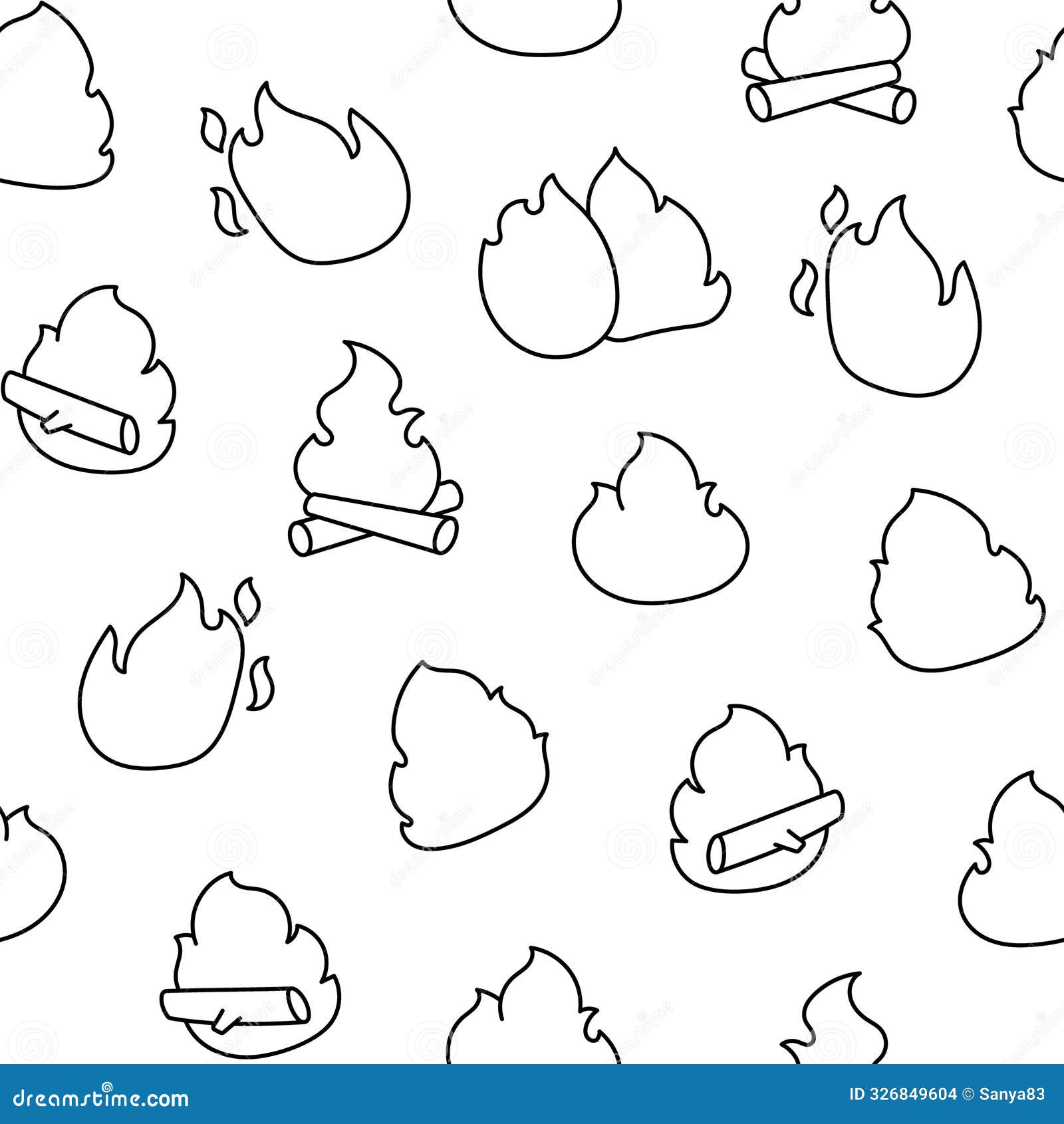 Fire Flame. Seamless Pattern Stock Illustration - Illustration of burn ...