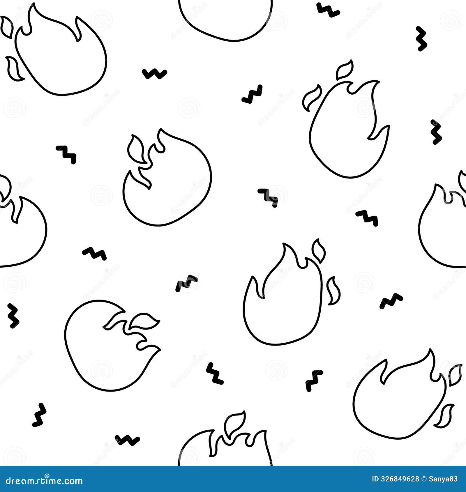 Fire Flame. Seamless Pattern Stock Illustration - Illustration of book ...