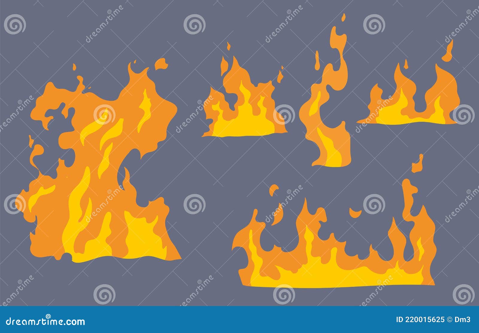 Fire Flame Set with Different Shapes Stock Vector - Illustration of ...