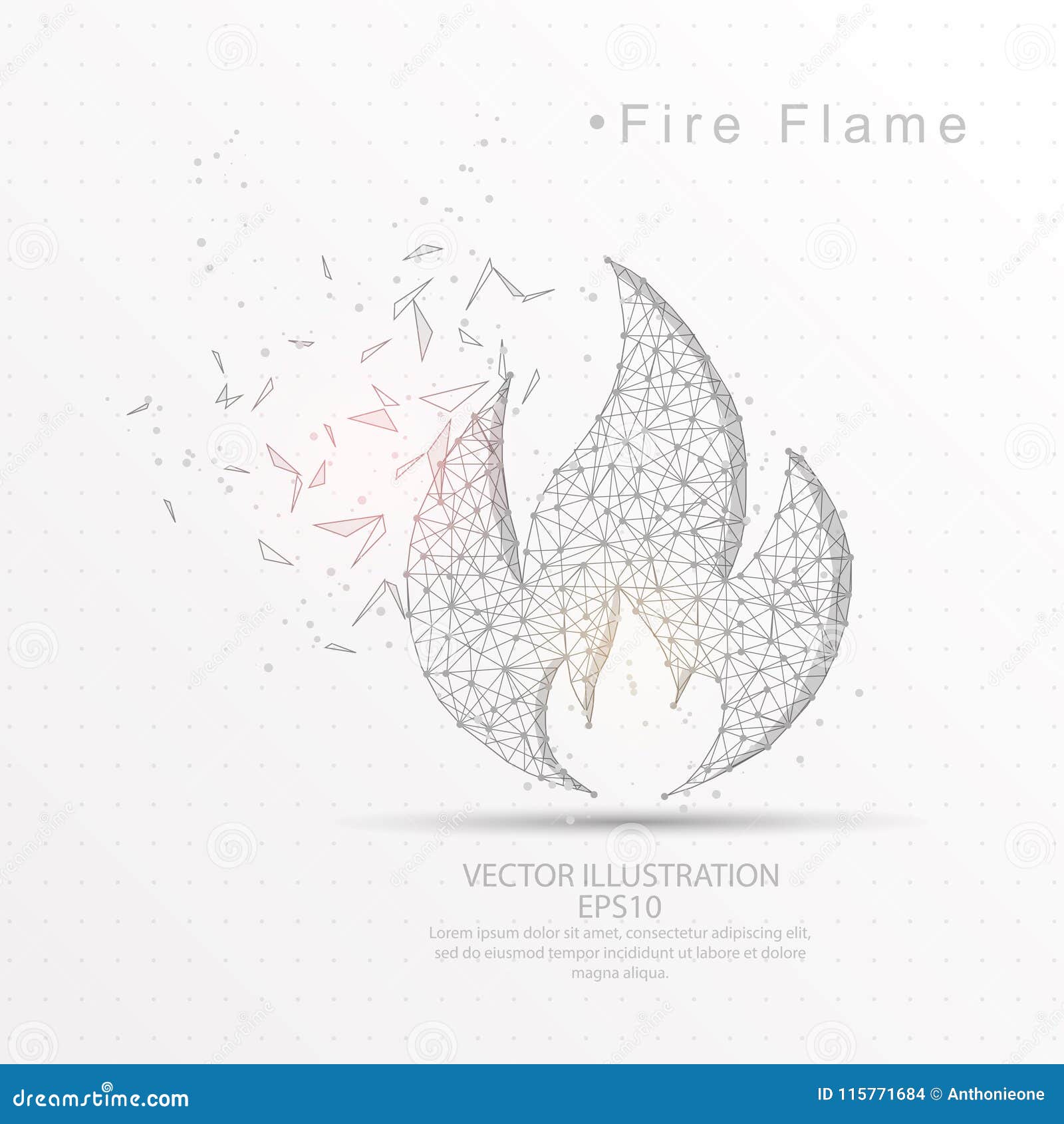 Fire Flame Shape Digitally Drawn Low Poly Wire Frame. Stock Vector ...