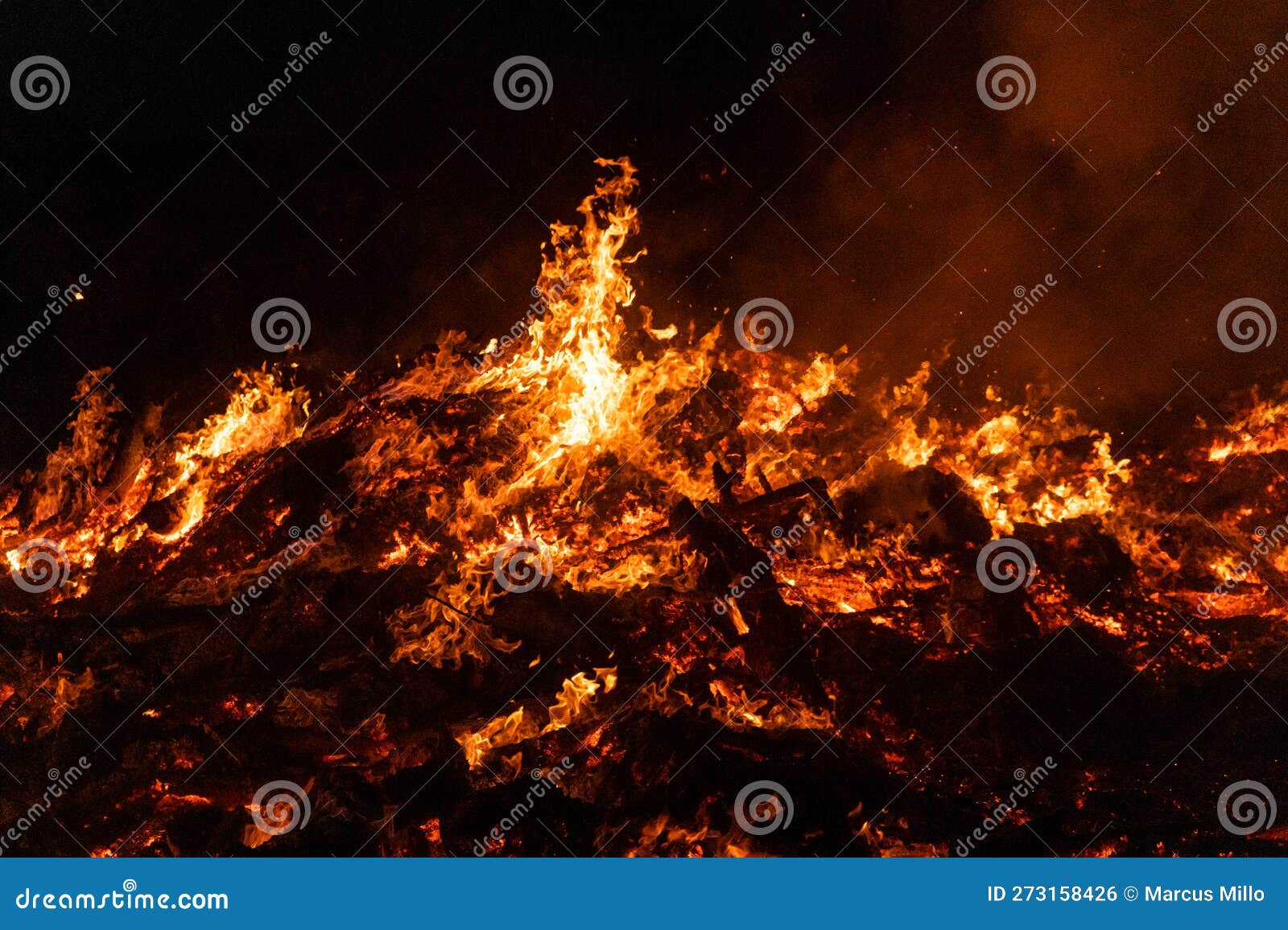 Flame Smoke With Reflection In Water . Mystery Coastal Fire On The ...