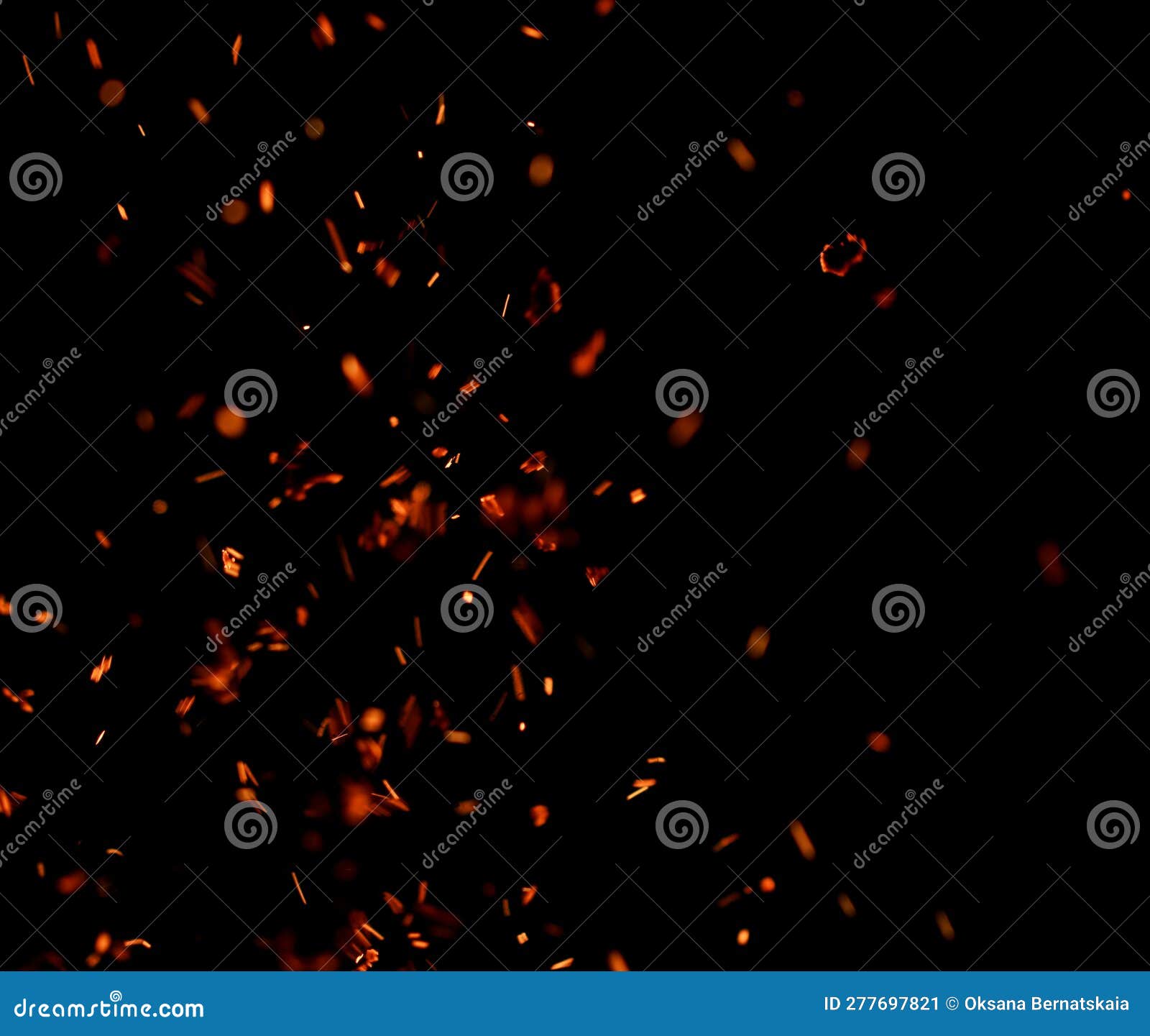 Fire Flame with Sparks on Black Background Stock Illustration ...